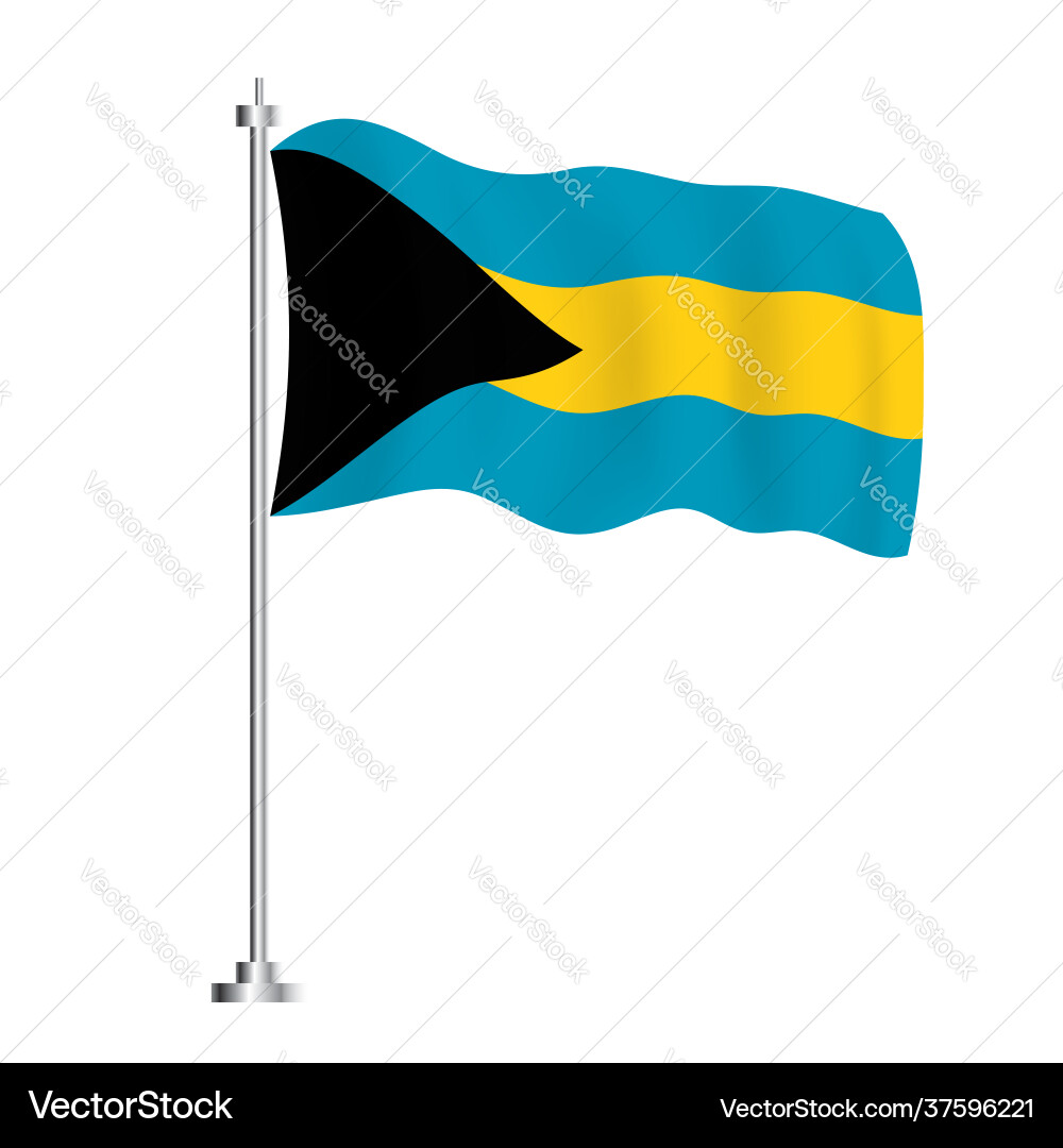 Bahamian flag isolated wave bahamas Royalty Free Vector