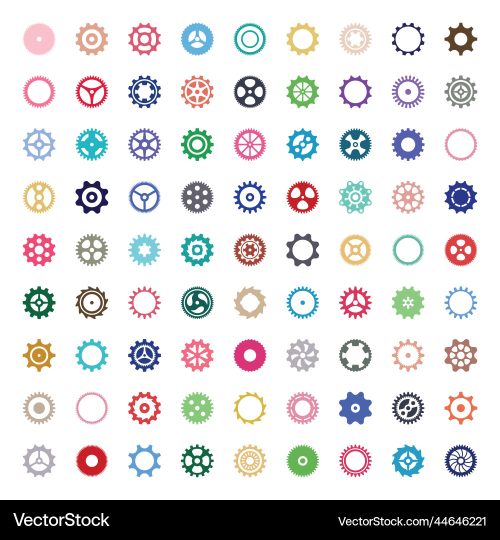 Big set of various gear wheels Royalty Free Vector Image