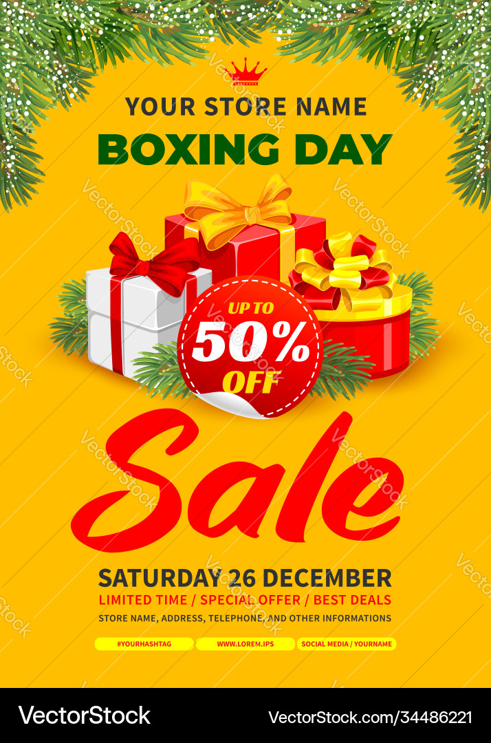 Boxing day sale advertising poster Royalty Free Vector Image
