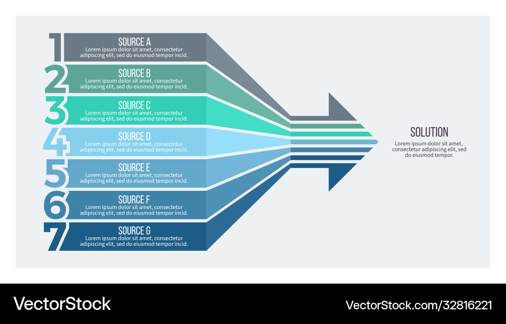 Business Infografik Pfeildiagramm mit 7 Optionen Vektorbild
