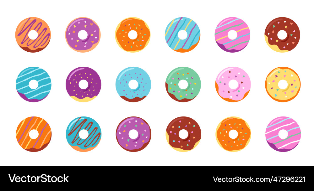 Colorful donuts icons graphic elements Royalty Free Vector