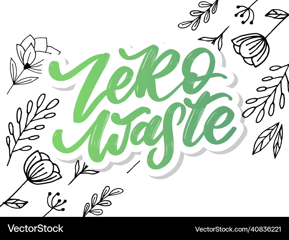 Concept zero waste handwritten text title sign Vector Image