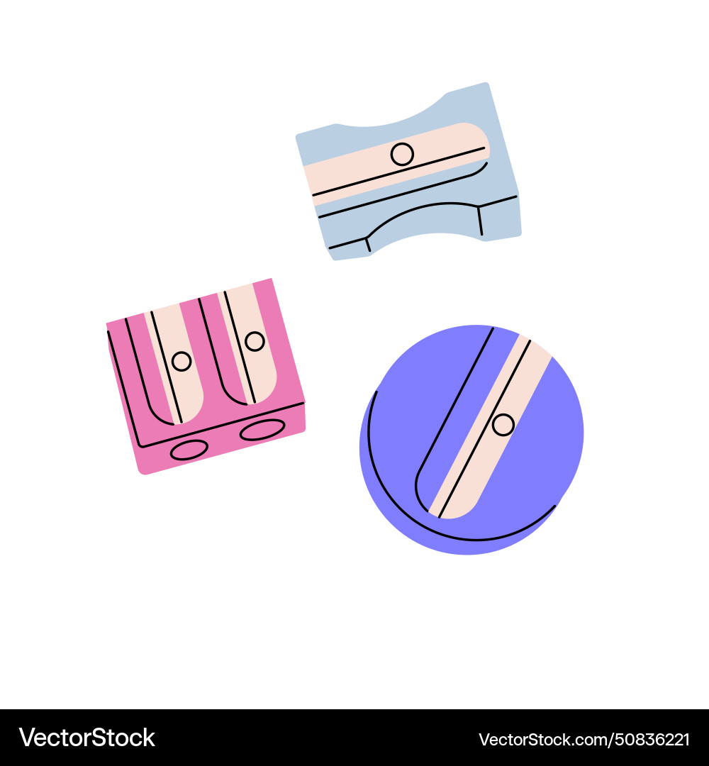 Different colored pencil sharpeners of round Vector Image