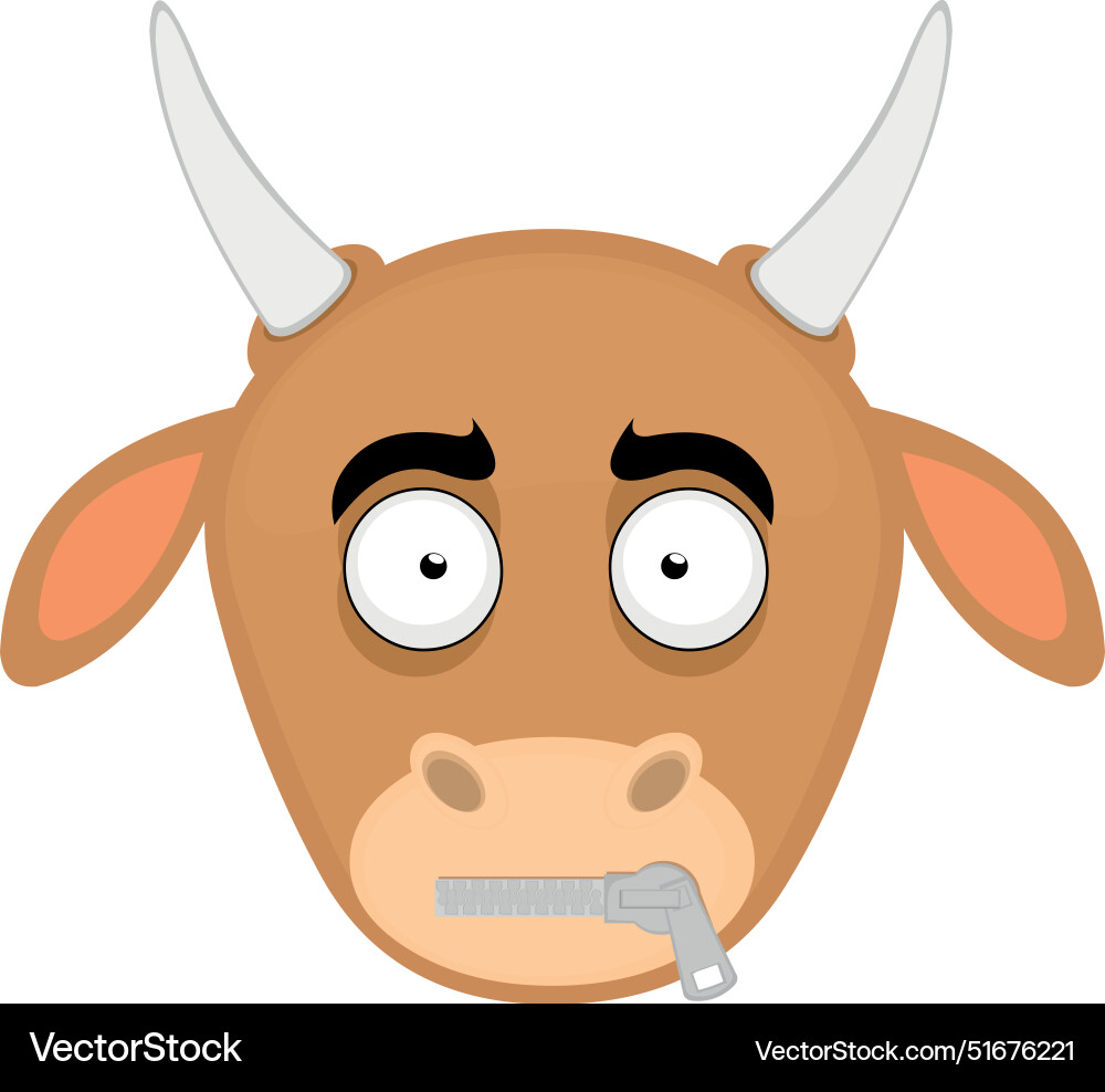 Head cow zipper mouth Royalty Free Vector Image