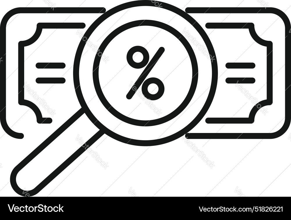 Magnifying glass analyzing percentage symbol Vector Image