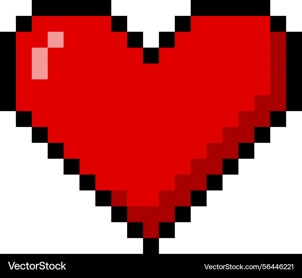 Pixel red heart of 8-bit icon Royalty Free Vector Image
