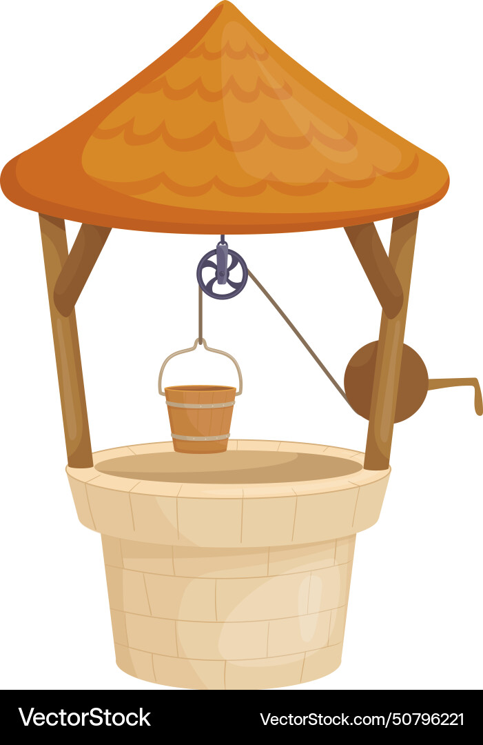 Rural well cartoon icon fresh water source Vector Image