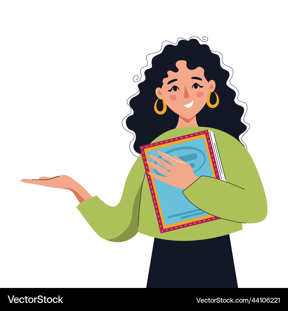 Smiling Woman Holding Book Royalty Free Vector Image