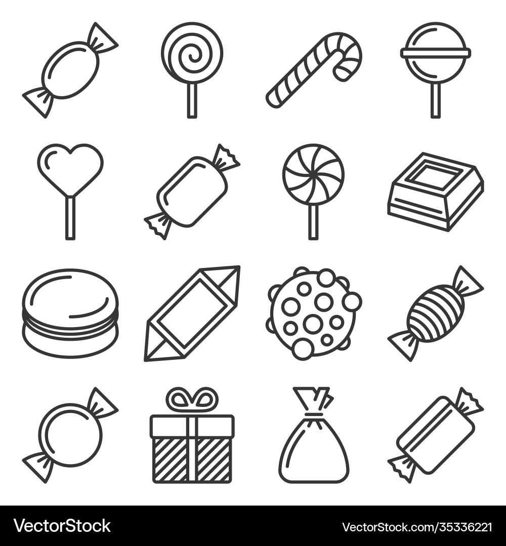 Sweets and candies icons set on white background Vector Image