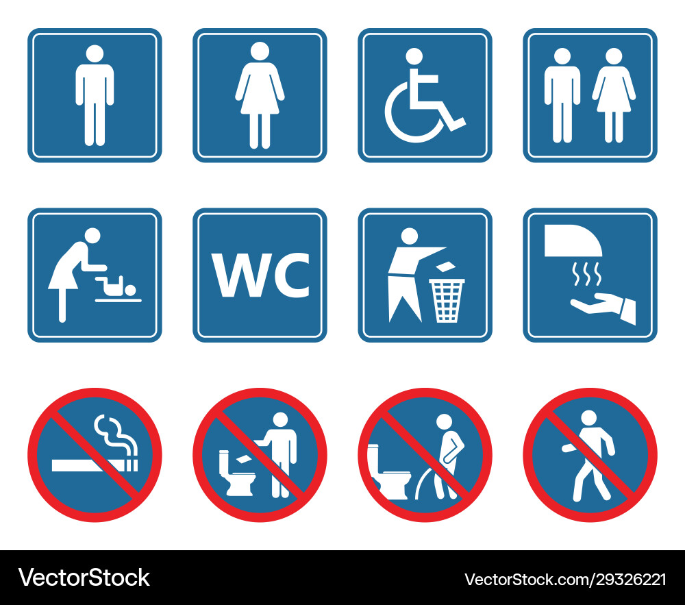 Toilet & Restroom Icons Set Royalty Free Vector Image