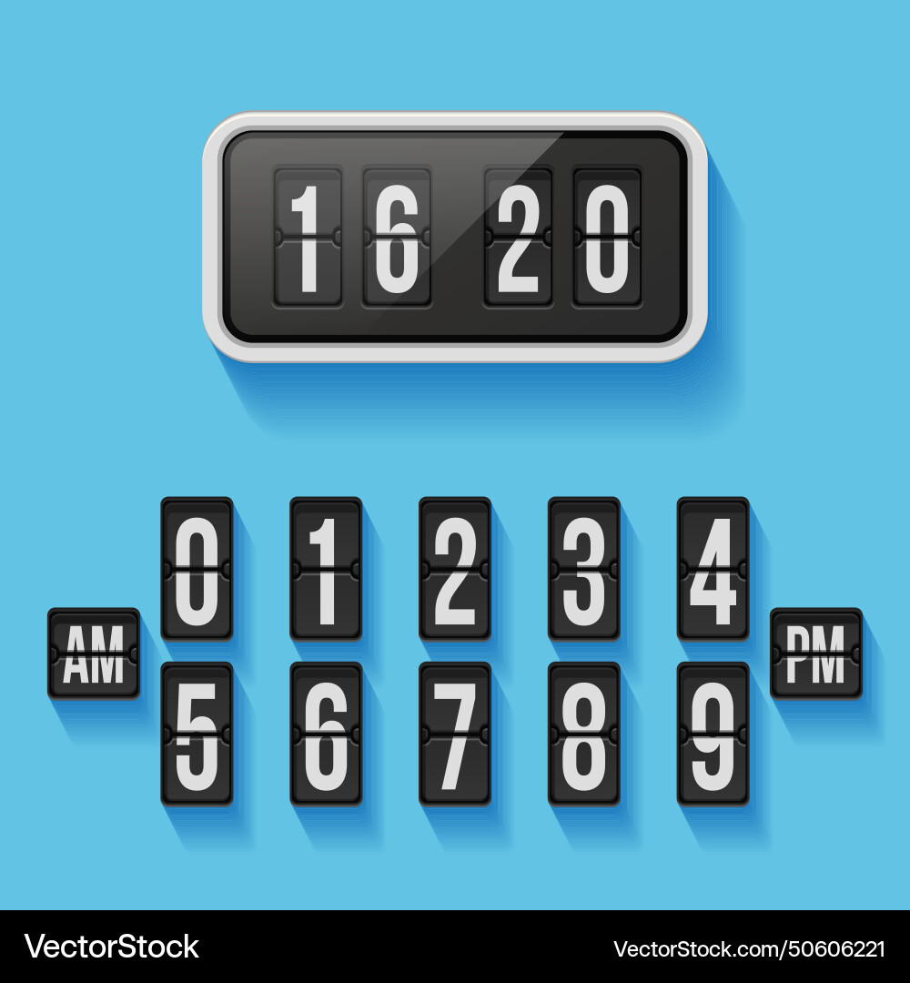 Wall flap counter clock template Royalty Free Vector Image