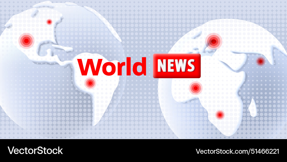 World news spalsh screen template with 3d white Vector Image