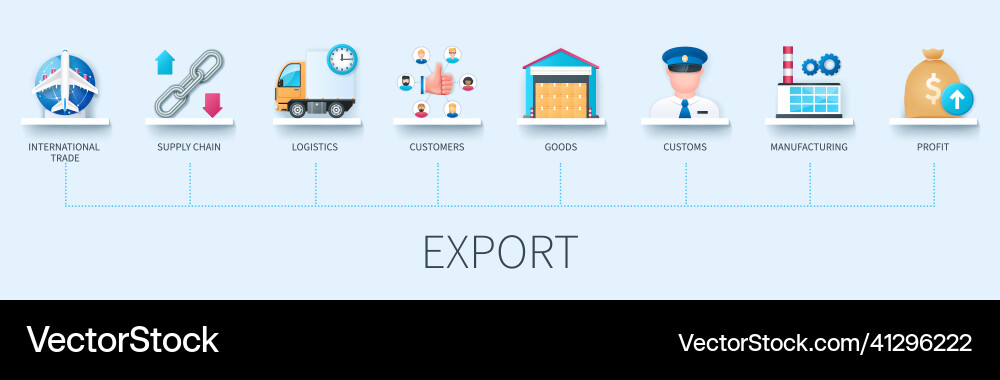 Export concept with icons international trade Vector Image