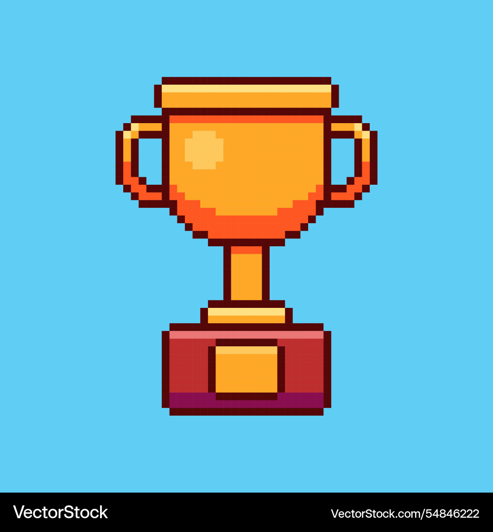Pixel art trophy game asset design Royalty Free Vector Image