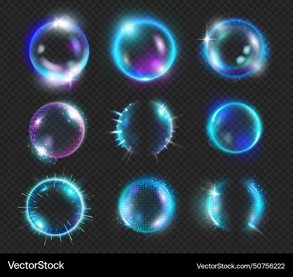 Realistic shield sphere protection and defense Vector Image