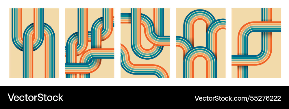 Retro background 70s line vintage pattern Vector Image