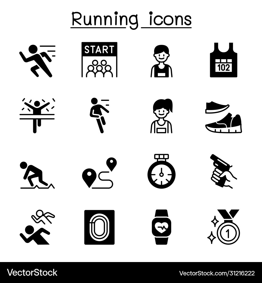 Running competition icon set graphic design Vector Image