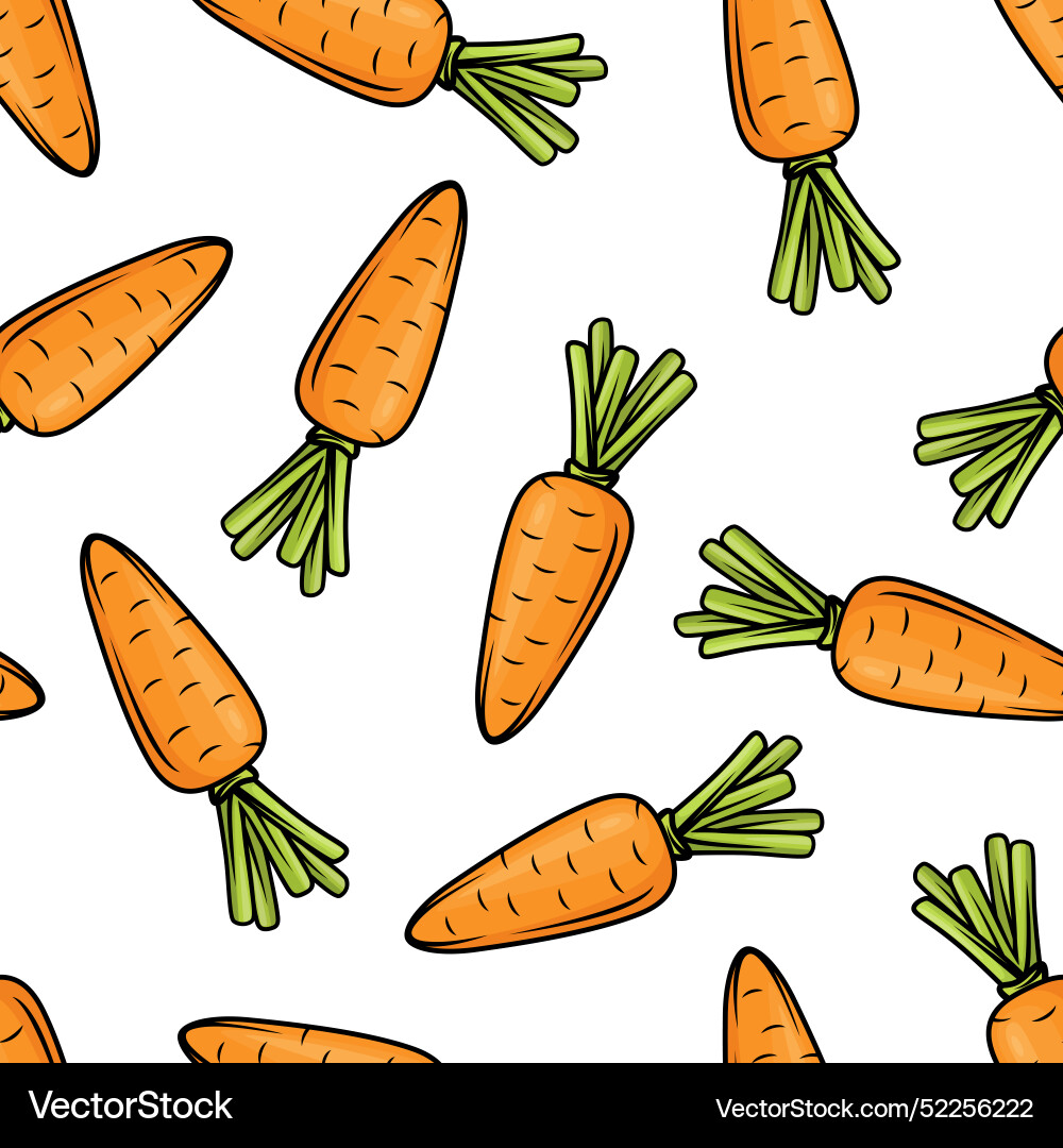 Seamless cute pattern cartoon flat carrots Vector Image