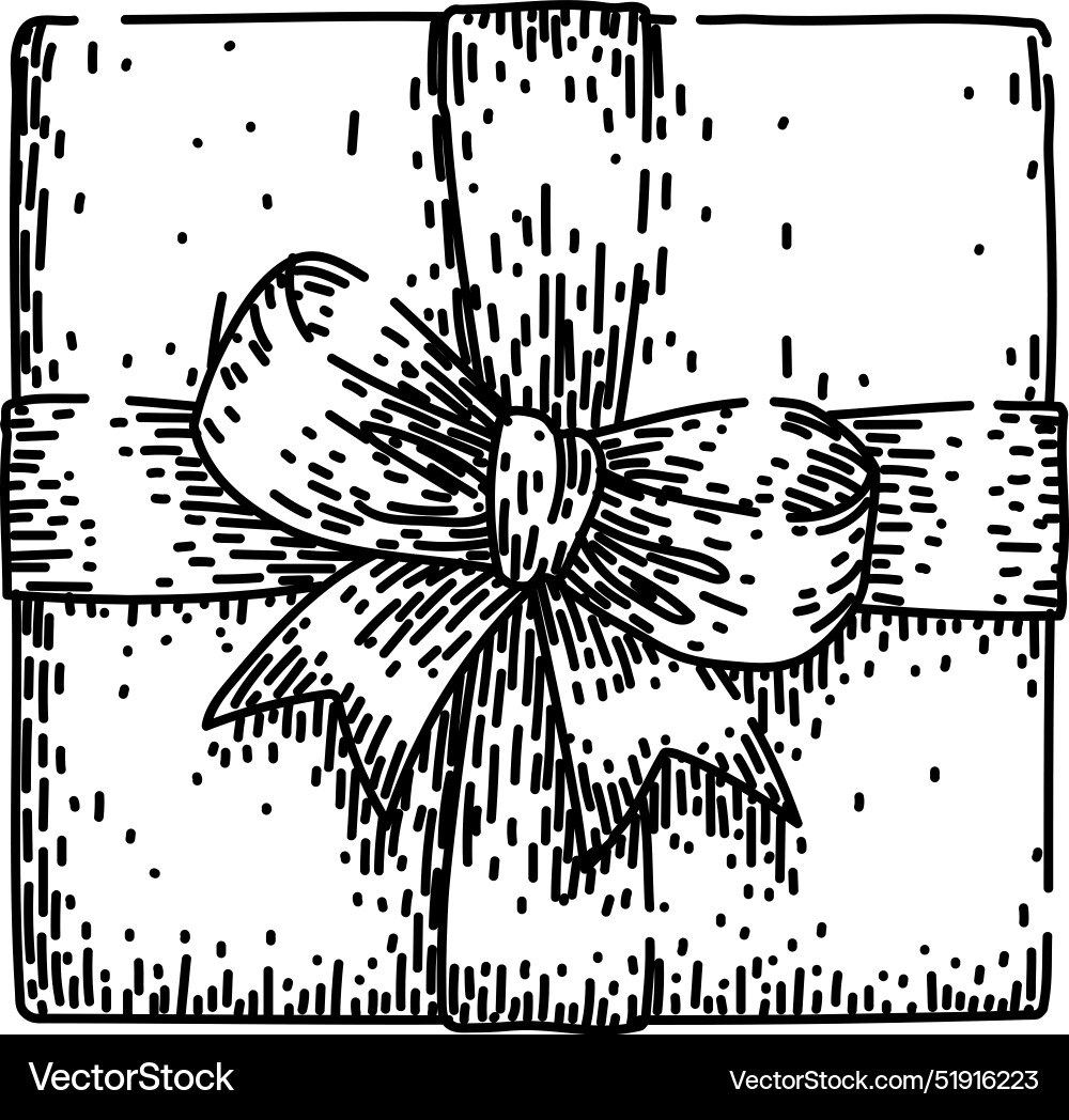 Card gift box top view sketch hand drawn Vector Image