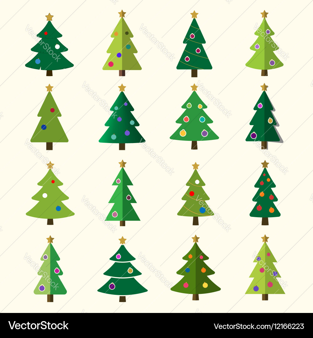 Christmas tree set Royalty Free Vector Image - VectorStock