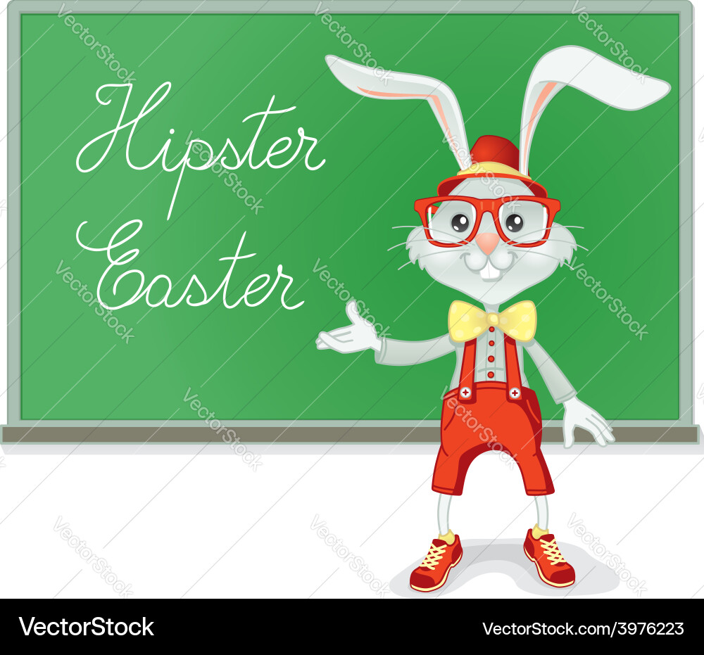 Hipster easter rabbit teacher cartoon Royalty Free Vector