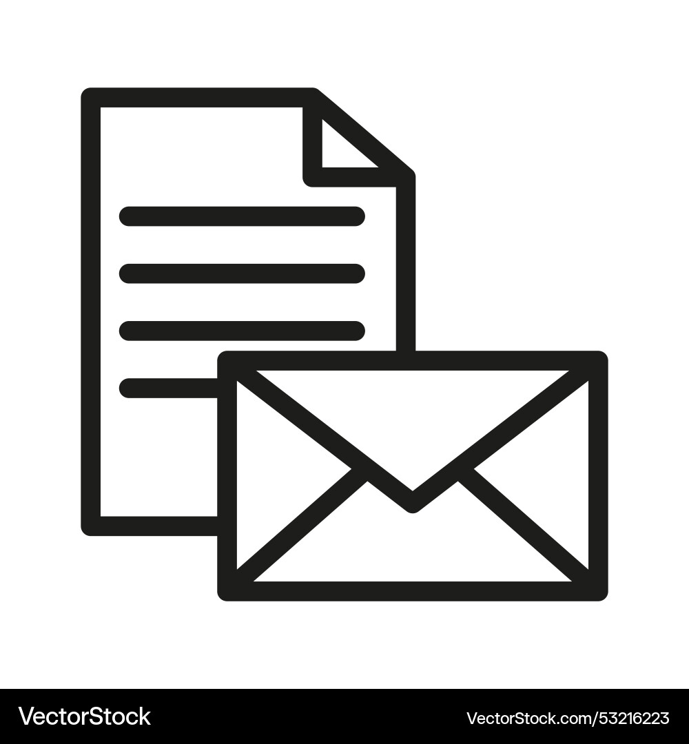 Mail and document icon simple black outline Vector Image