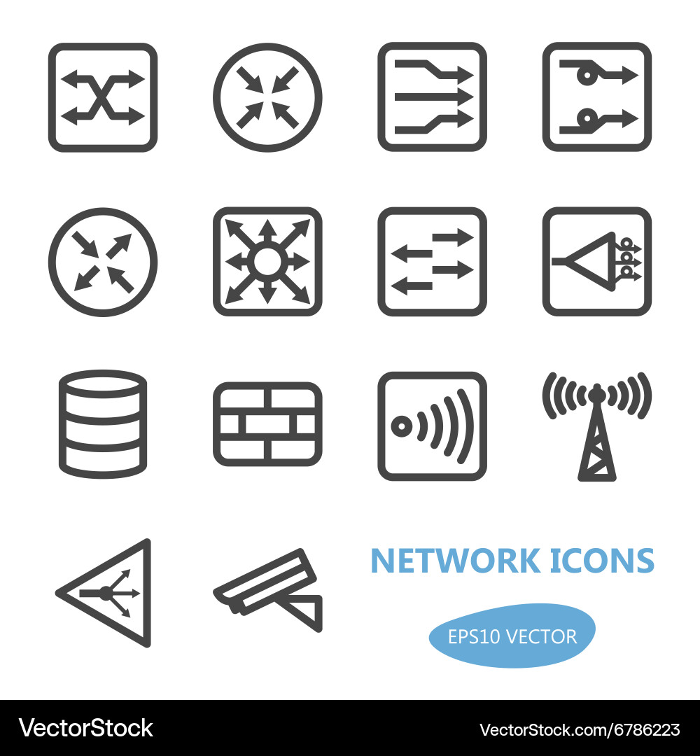 Network devices icon set Royalty Free Vector Image Network devices icon set Royalty Free Vector Image