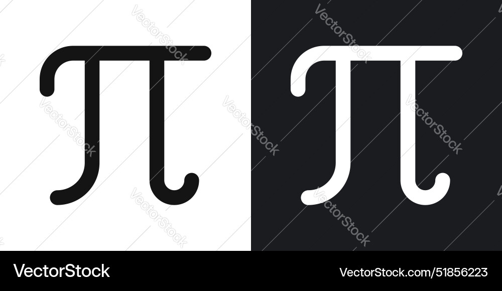 Pi icon set in black and white outlines Royalty Free Vector