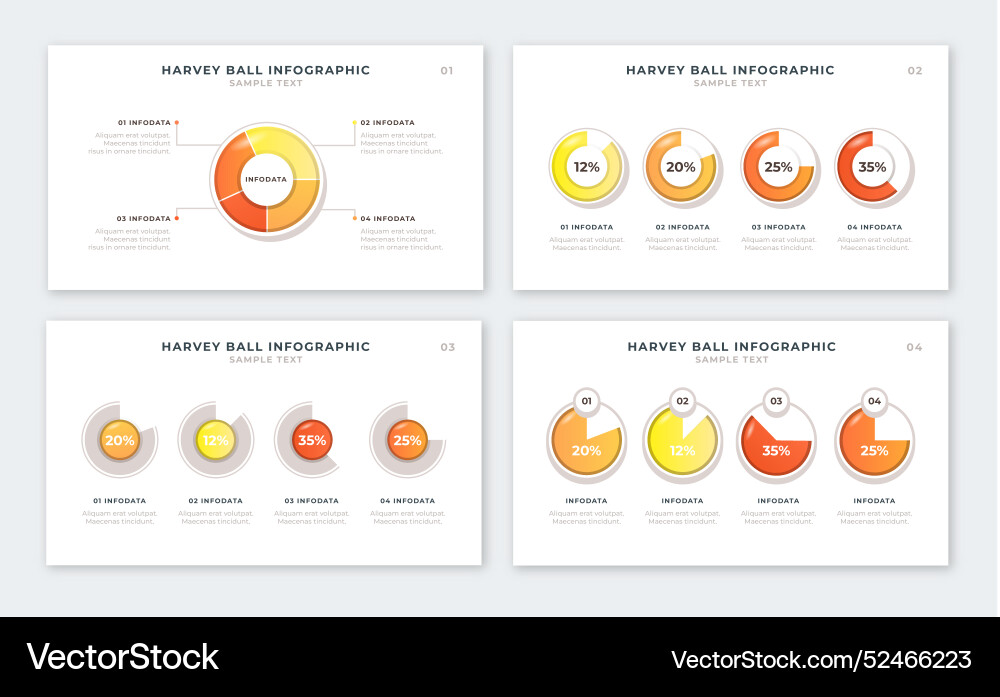 Realistic harvey ball diagrams infographic Vector Image