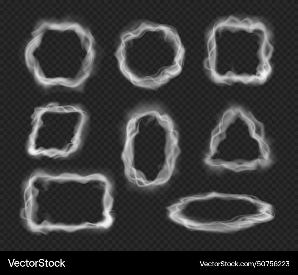 Realistic smoke frames geometric vapor borders Vector Image