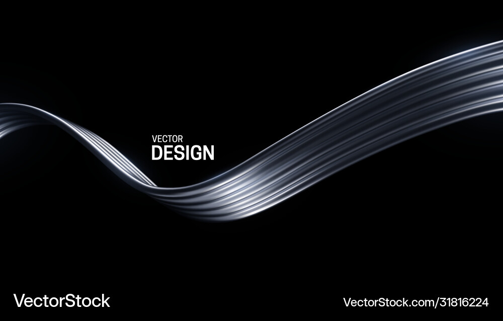 Abstract silver wave isolated on black background Vector Image