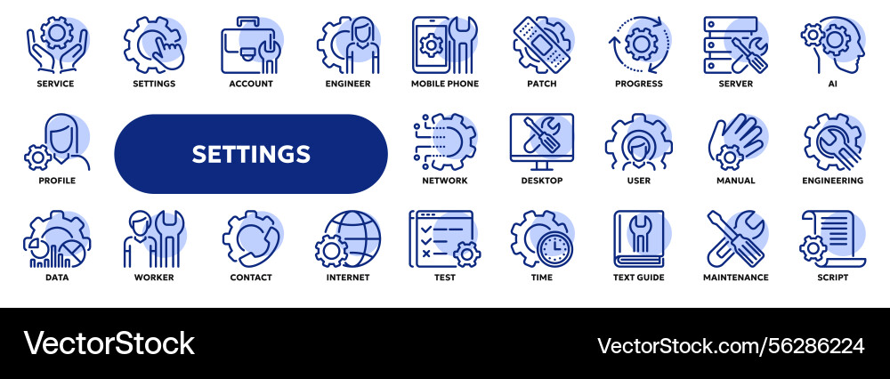 Application settings icons Royalty Free Vector Image