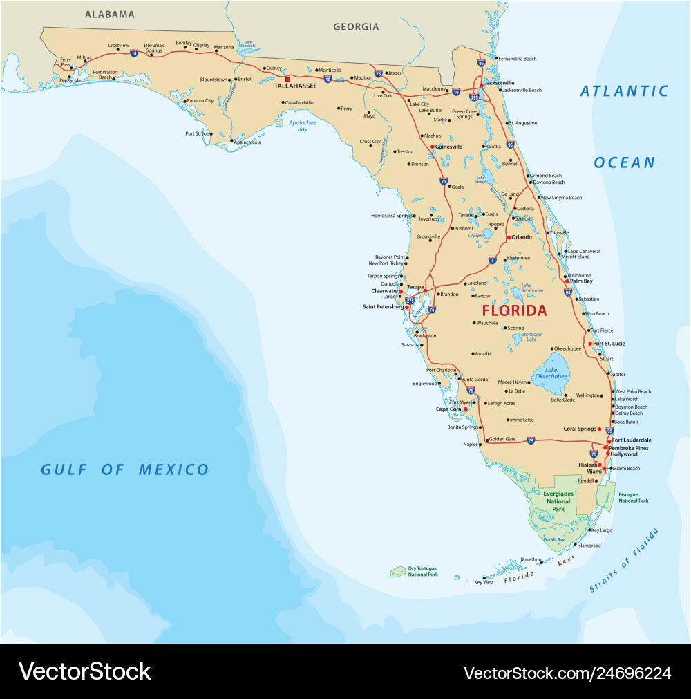 Mapa Vectorial De Florida Florida Map With Outline Color Flag 26266856
