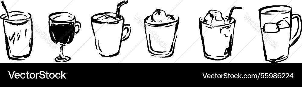 Hand-drawn beverage collection Royalty Free Vector Image