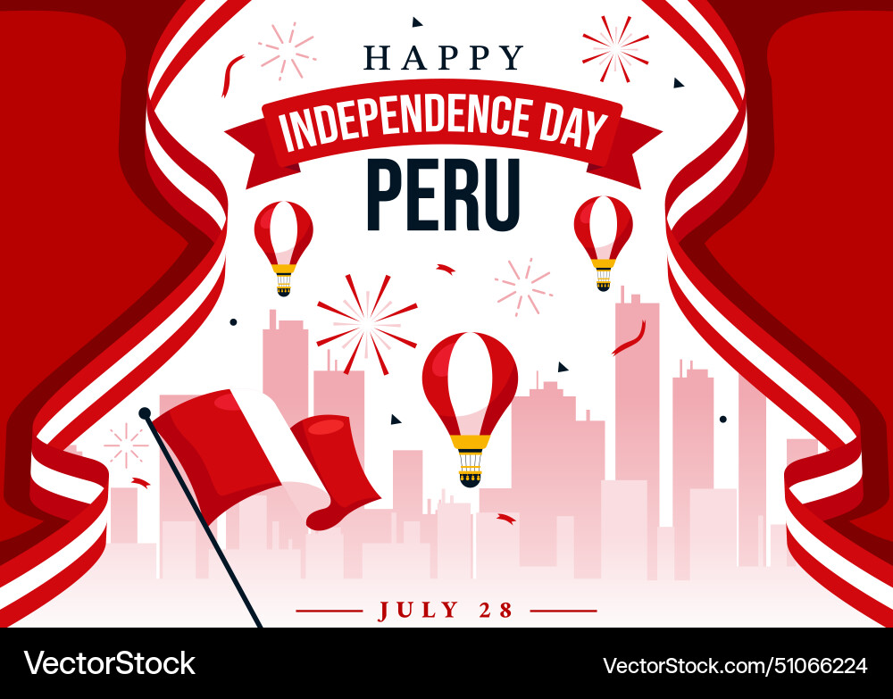 Happy peru independence day on july 28 Royalty Free Vector