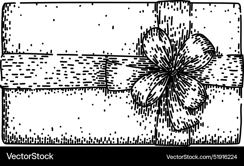 Holiday gift box top view sketch hand drawn Vector Image
