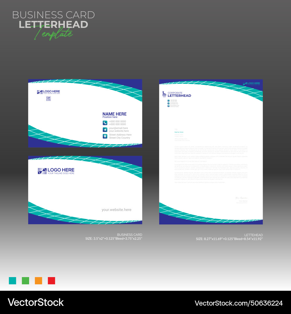 Letterhead and business card design Royalty Free Vector
