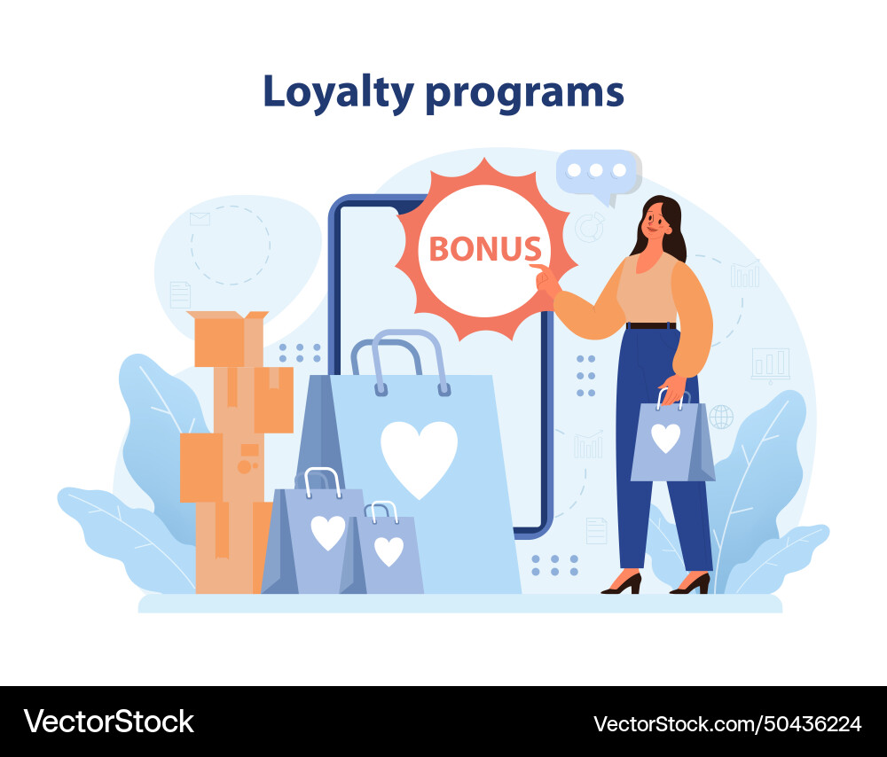 Loyalty program rewards flat Royalty Free Vector Image