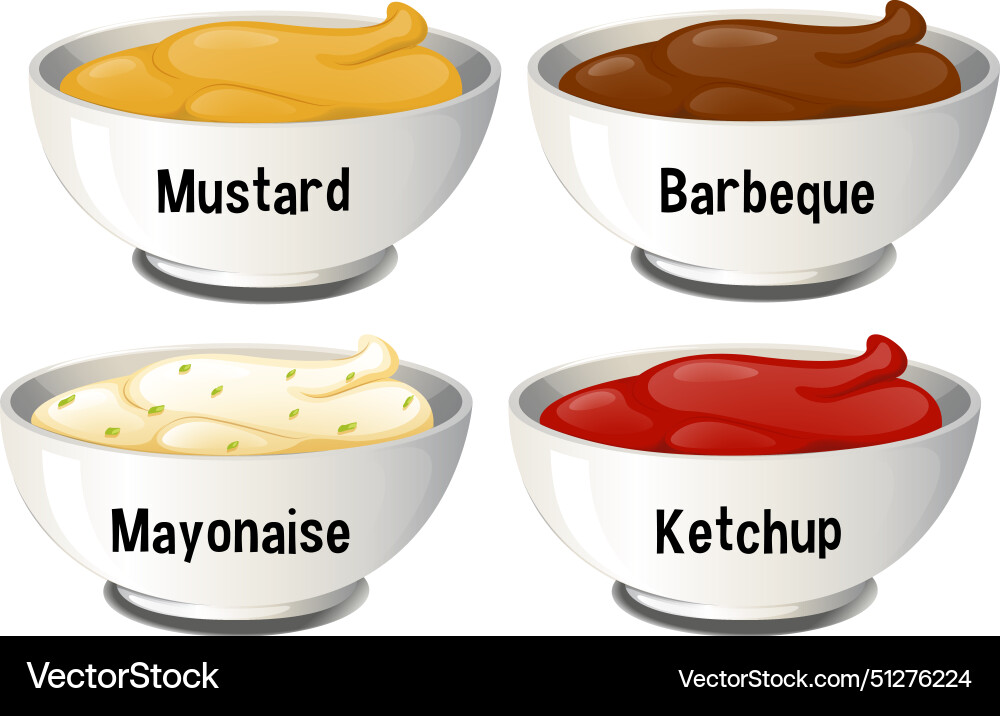 Mustard bbq mayonnaise and ketchup Royalty Free Vector Image