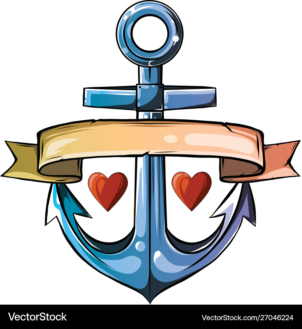 Nautical Anchor with Ribbon Royalty Free Vector Image