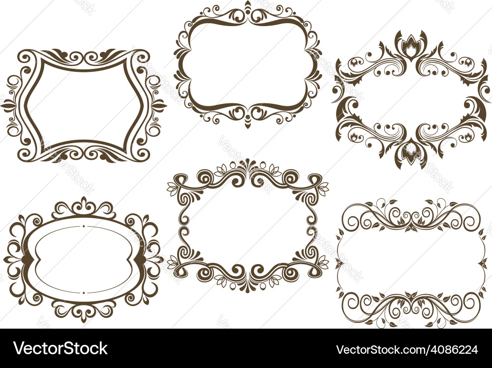Retro vignettes and frames set Royalty Free Vector Image