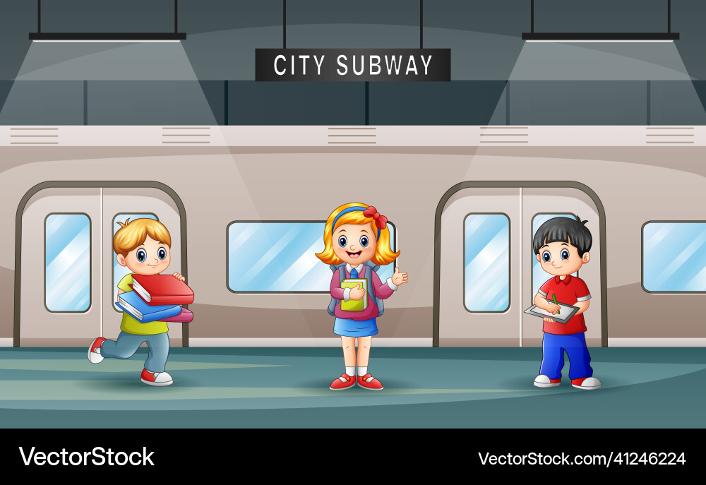 School children waiting Royalty Free Vector Image