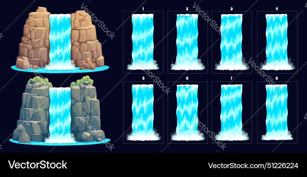 Water Cascade Sprite Sheet Royalty Free Vector Image