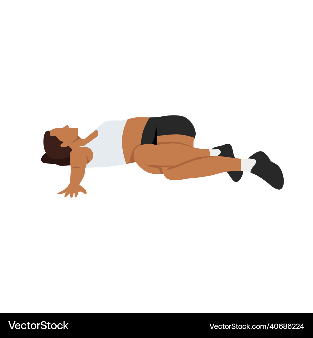 Woman doing lying low back twist stretch exercise Vector Image