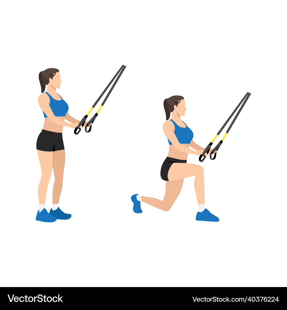 Woman doing trx reverse lunges exercise Royalty Free Vector