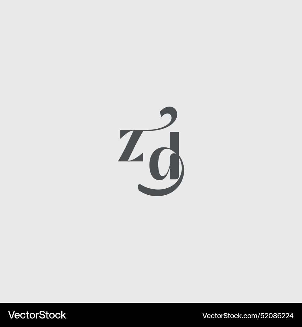 Zd letter simple and minimalism classy black Vector Image