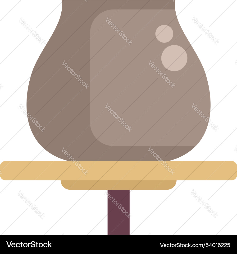 Clay pot spinning on pottery wheel in workshop Vector Image