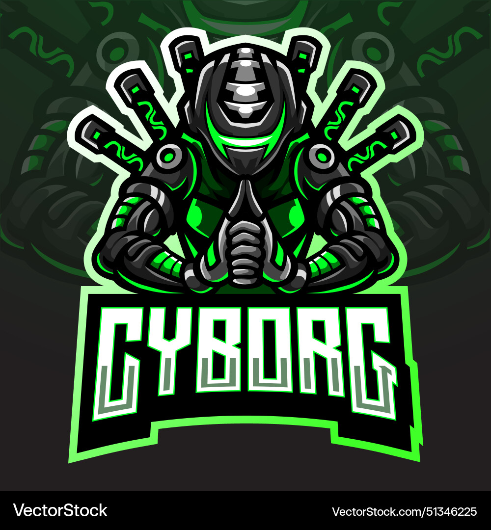 Cyborg ninja esport mascot logo design Royalty Free Vector