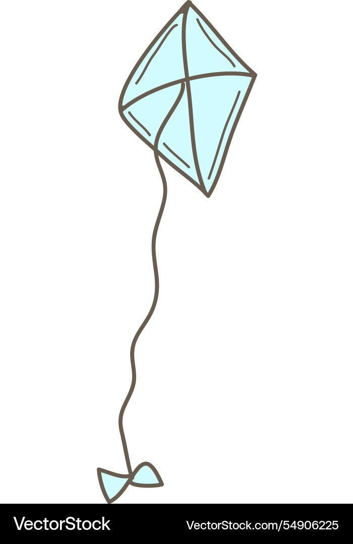 Doodle kite drawing with bow Royalty Free Vector Image