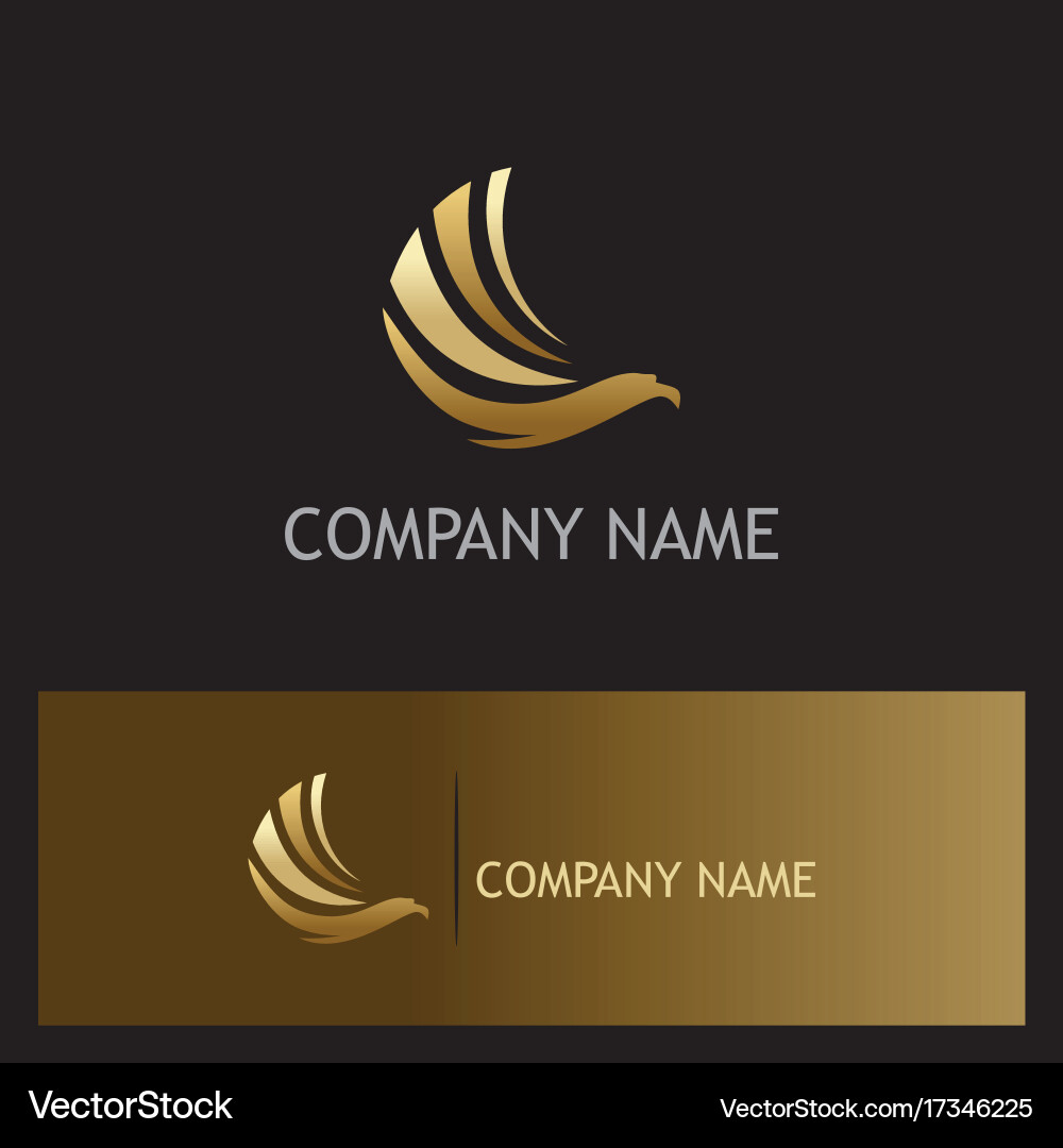 Eagle fly wing gold logo Royalty Free Vector Image